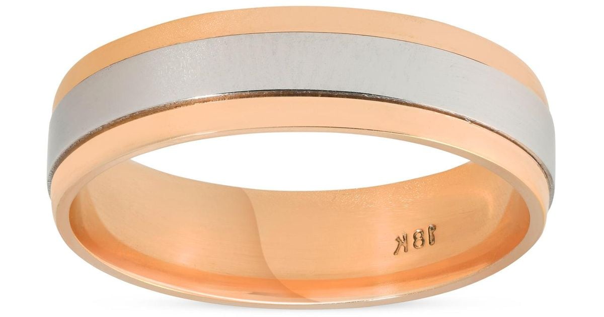 Pompeii3 Platinum & Rose Gold Two Tone 6mm Comfort Fit Polished Ring ...