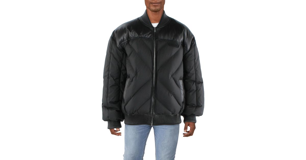 RTA Leather Warm Puffer Jacket in Black for Men | Lyst