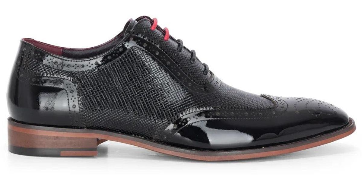 Justin Reess Classic Patent Leather Lined Lace Up Brogue Formal Dress ...