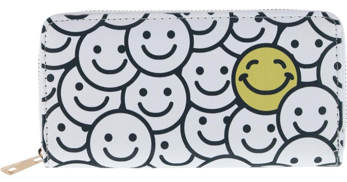 CTM Smiley Face Zipper Wallet in Blue | Lyst