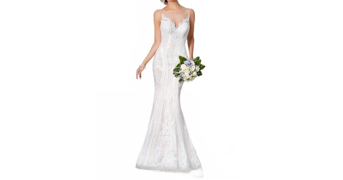 Kitty Chen Couture Ivana Mermaid Lace Dress in White | Lyst