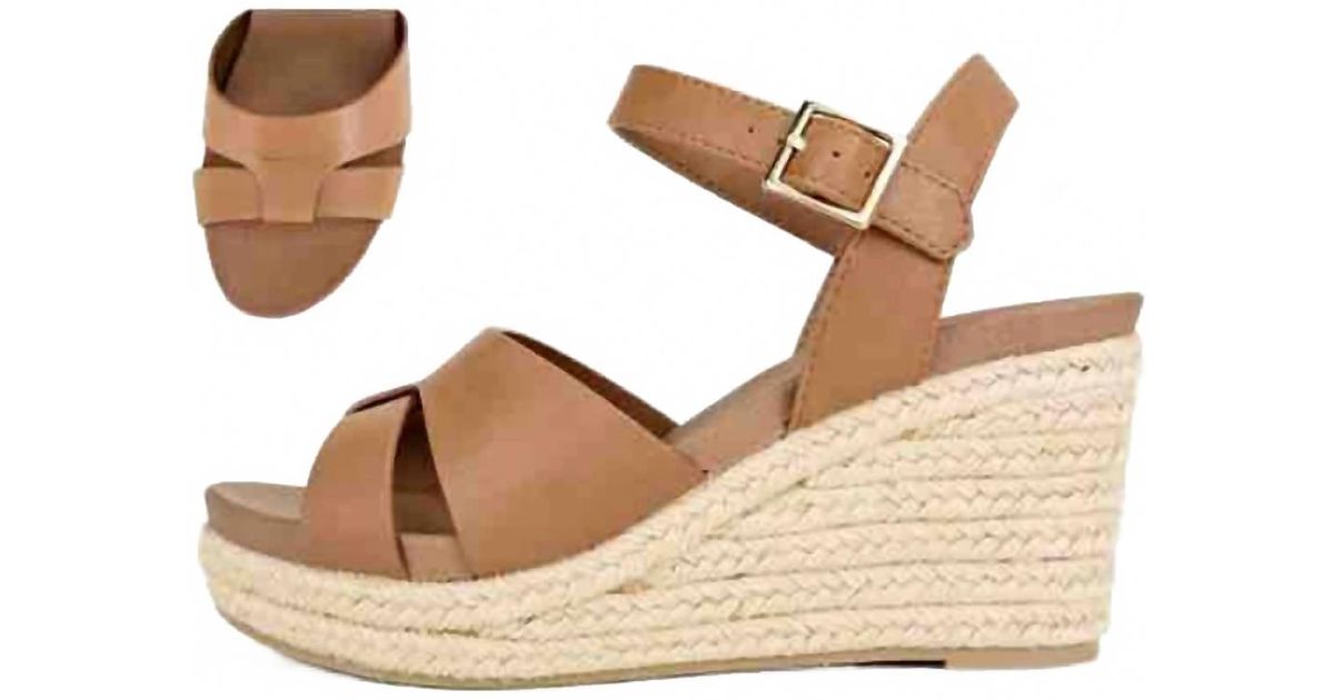 Let'S See Style Zelda Wedge Sandals in Natural | Lyst