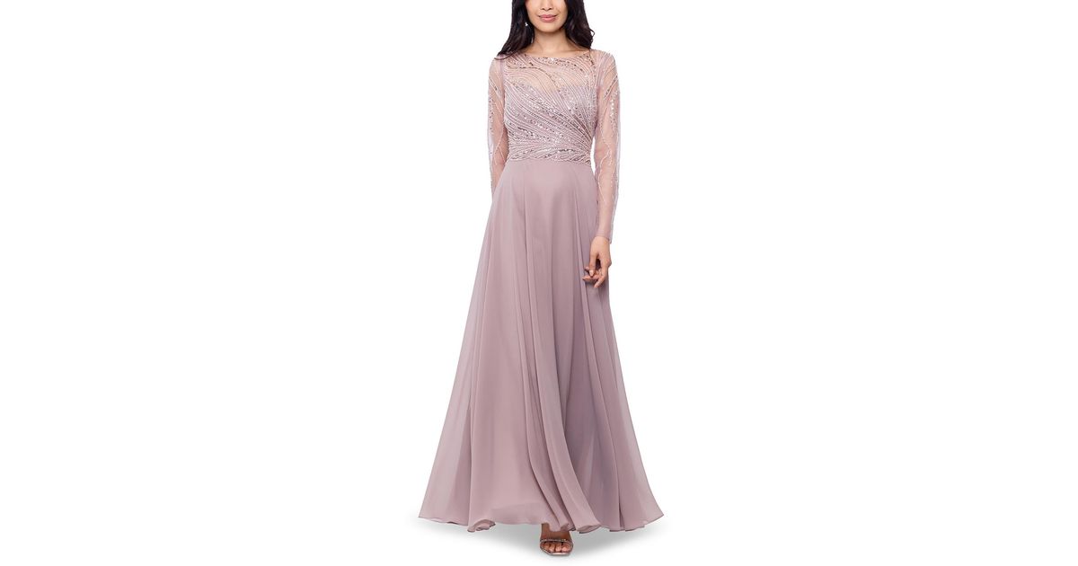 Xscape Sequined Chiffon Evening Dress in Purple | Lyst
