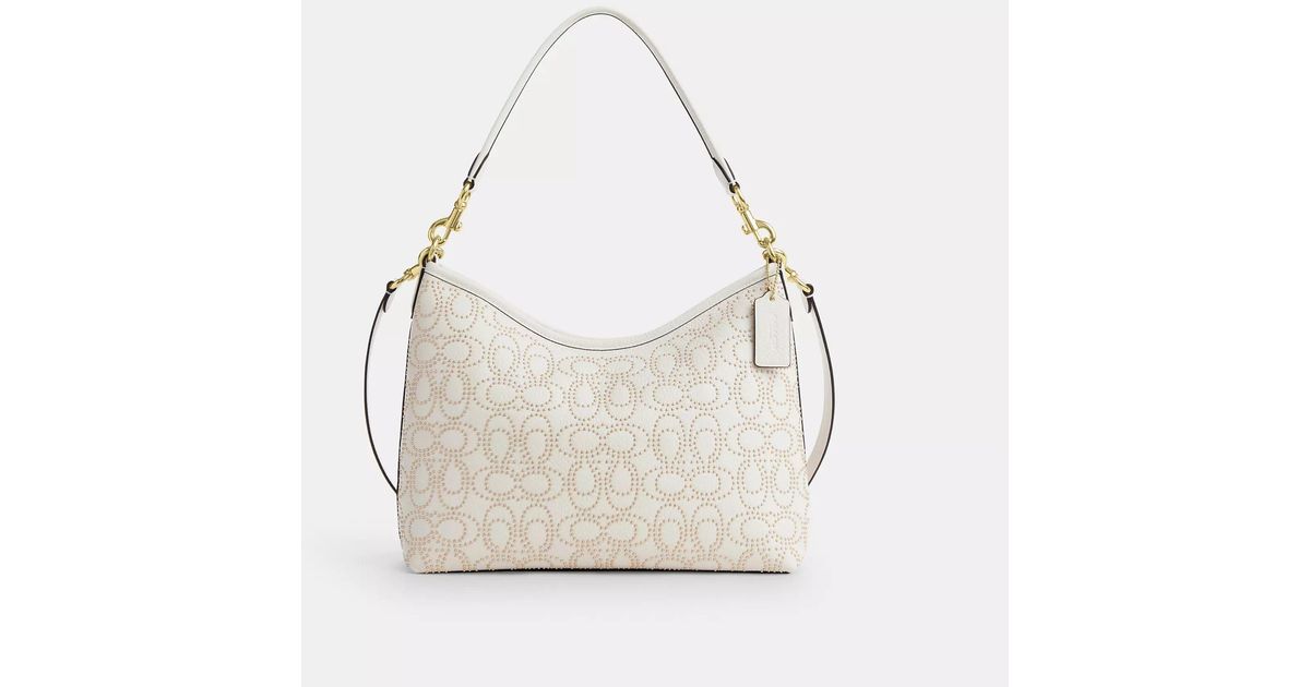COACH Laurel Shoulder Bag With Signature Rivets in White | Lyst