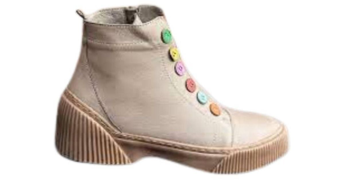 Gelato Tina Walking Button Boots in Natural | Lyst