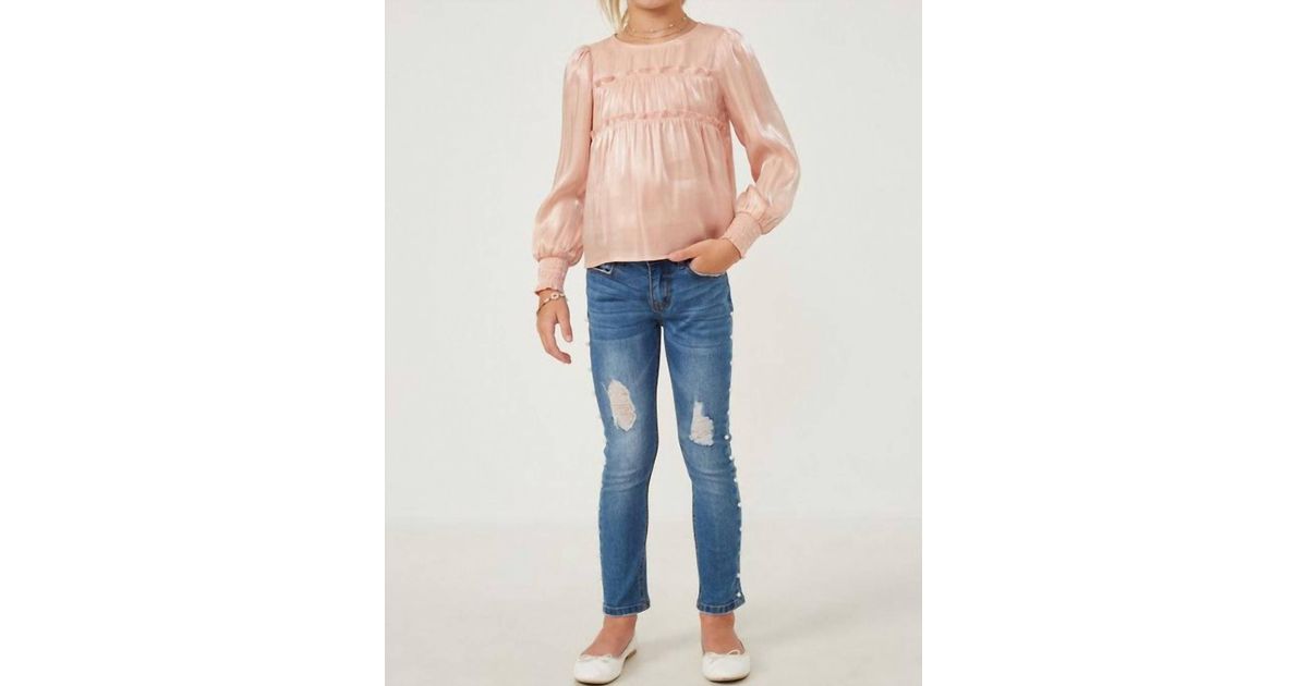 Hayden LA Girl Ruffled Smocked Top in Blue | Lyst