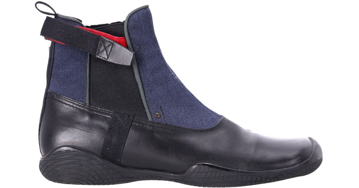 Prada Fabric Leather Ankle Boots in Blue | Lyst