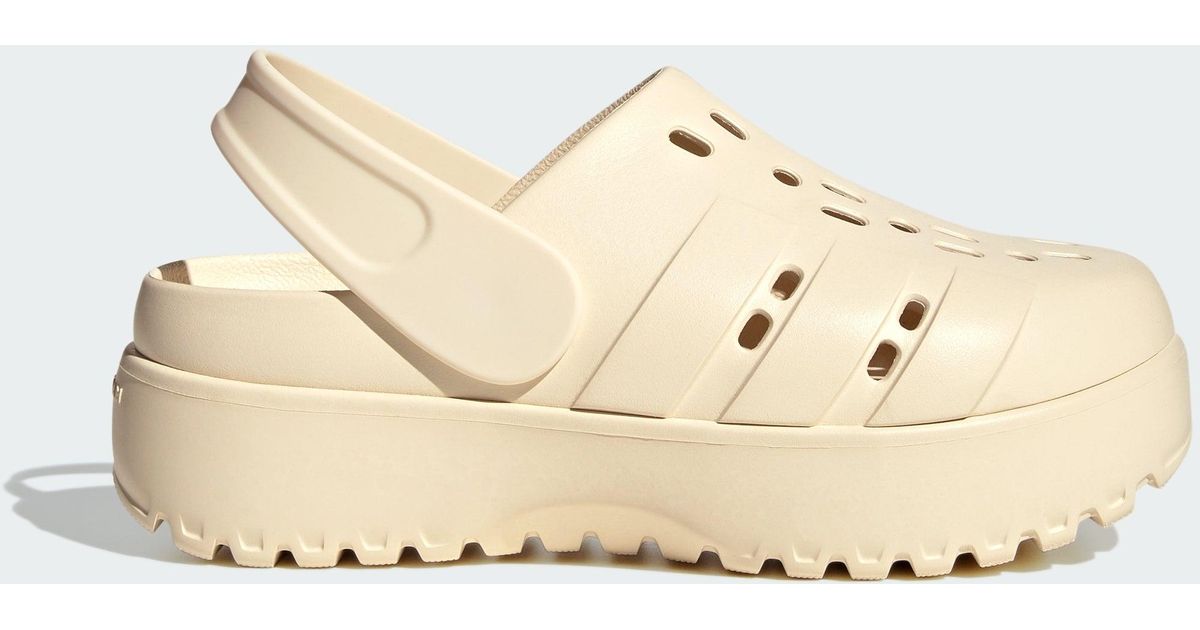 adidas Adilette Platform Clogs in Natural | Lyst