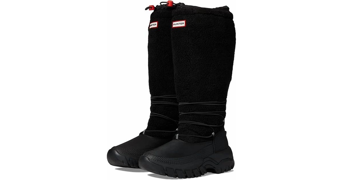 HUNTER Wanderer Sherpa Snow Boot in Black | Lyst