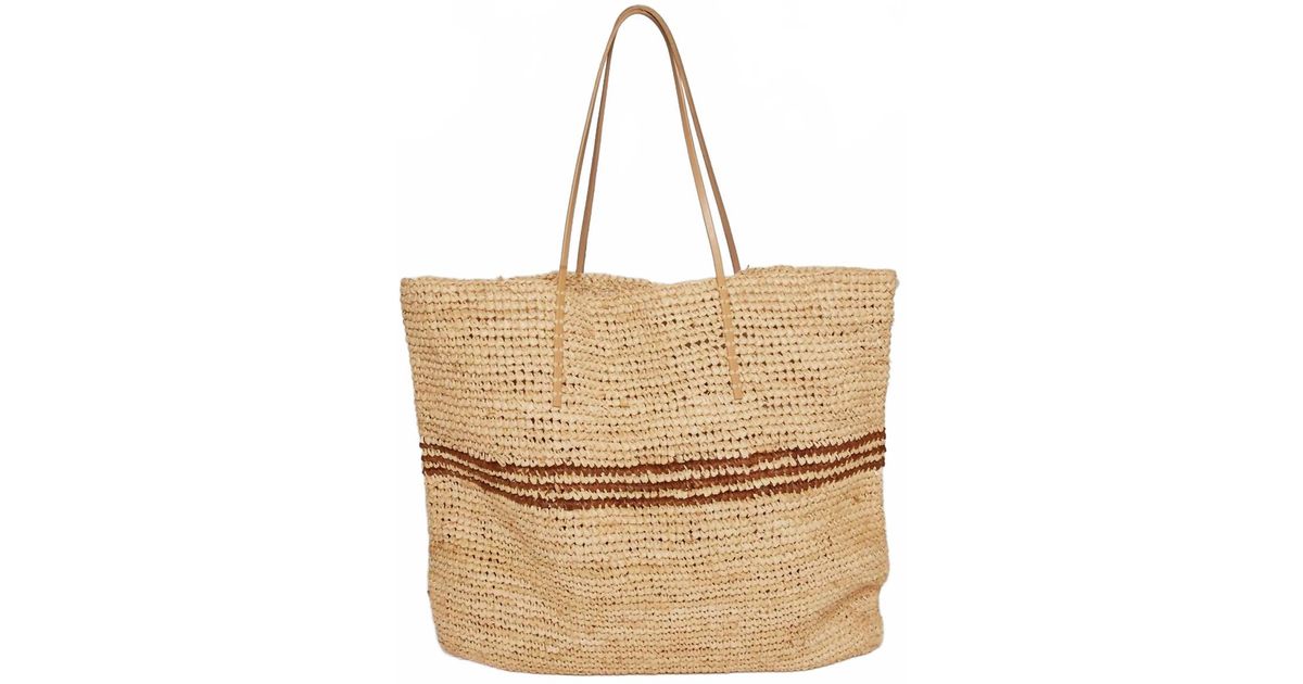 Hat Attack Luxe Stripe Tote Bag in Natural | Lyst