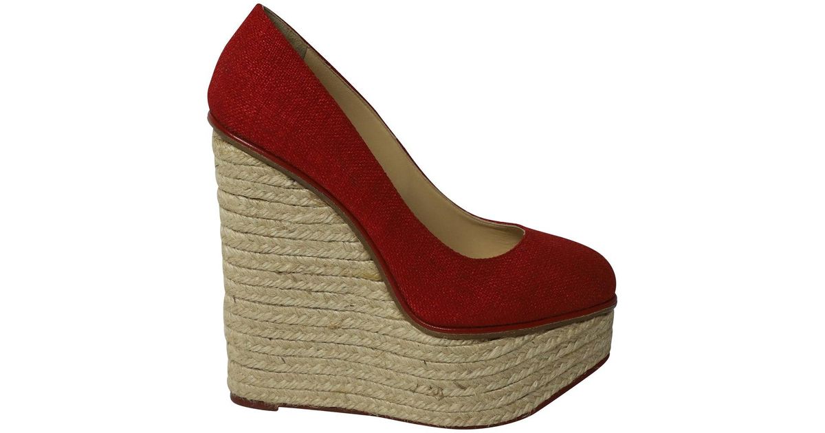 Charlotte Olympia Carmen Espadrille Platform Wedge Pumps in Red | Lyst