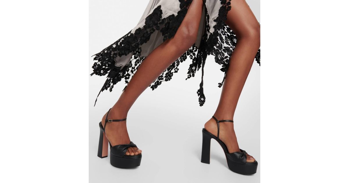 Aquazzura Twist Sandal Plateau 120 Leather Platform Sandals in Black | Lyst