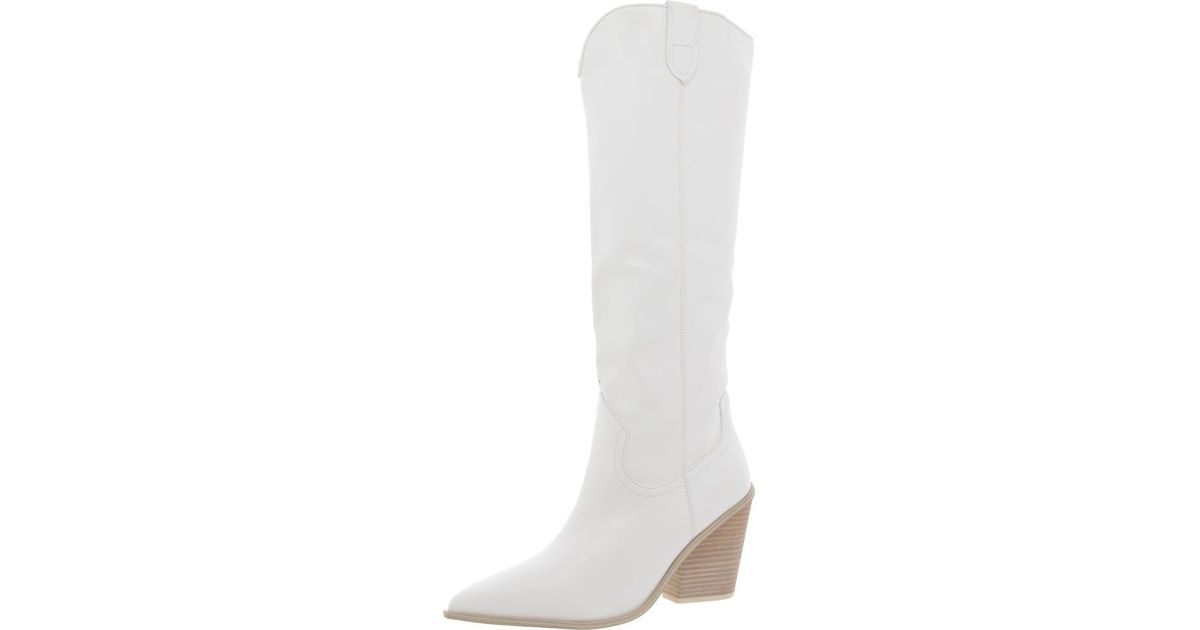 Steve Madden Bronco Faux Leather Pointed Toe Knee-High Boots in White ...