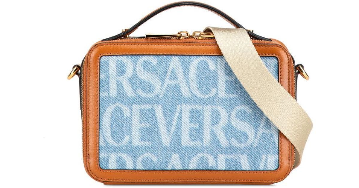 Versace Denim Leather Box Handbag 2Way in Blue | Lyst