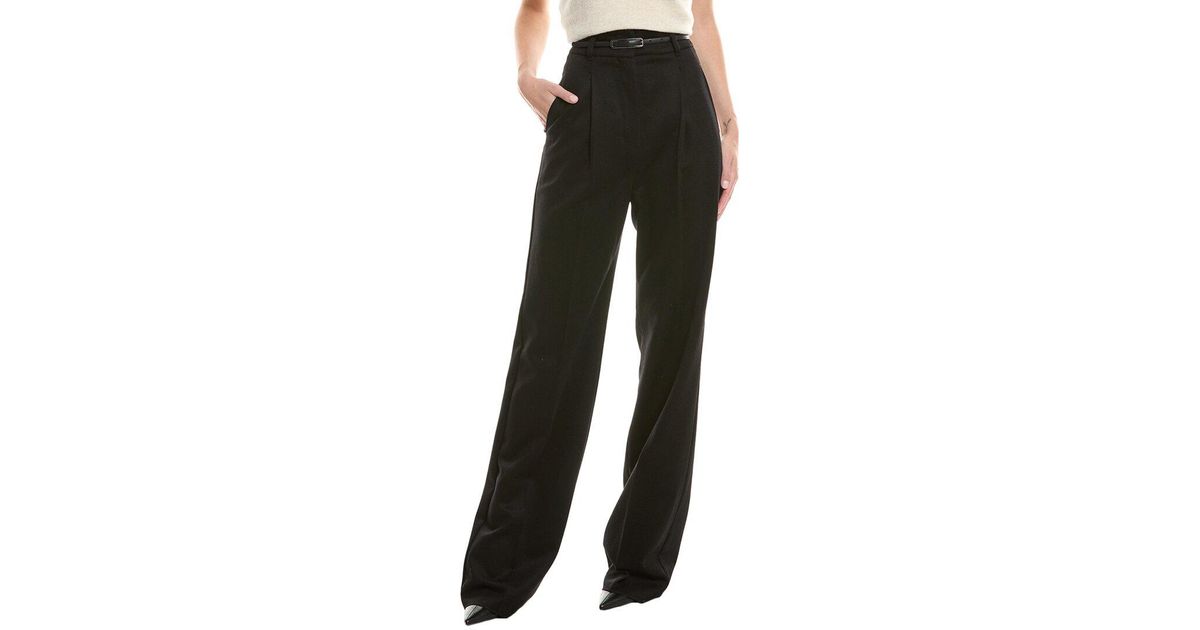 Max Mara Studio Perdoni Long Wool Trouser in Black | Lyst