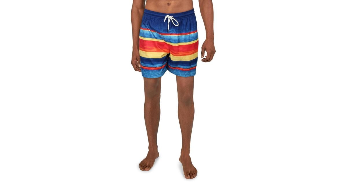 Polo Ralph Lauren Striped Polyester Swim Trunks in Blue for Men | Lyst