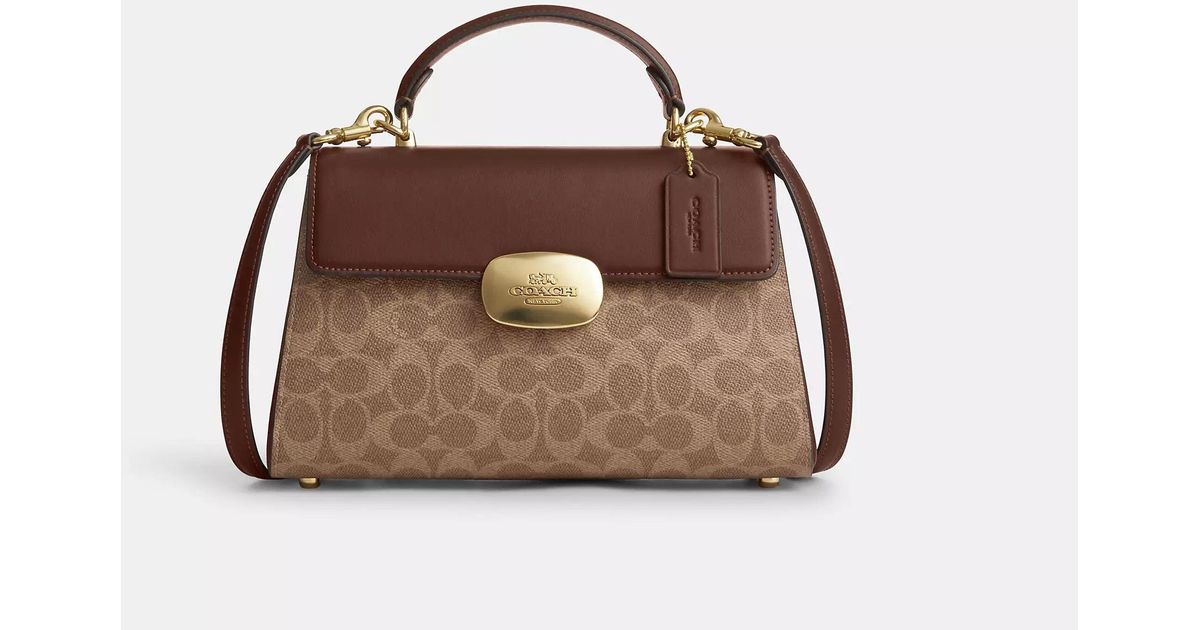 COACH Eliza Top Handle Bag in Brown | Lyst