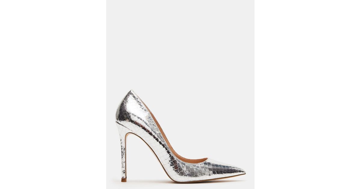 Steve Madden Evelyn Silver Snake in White | Lyst