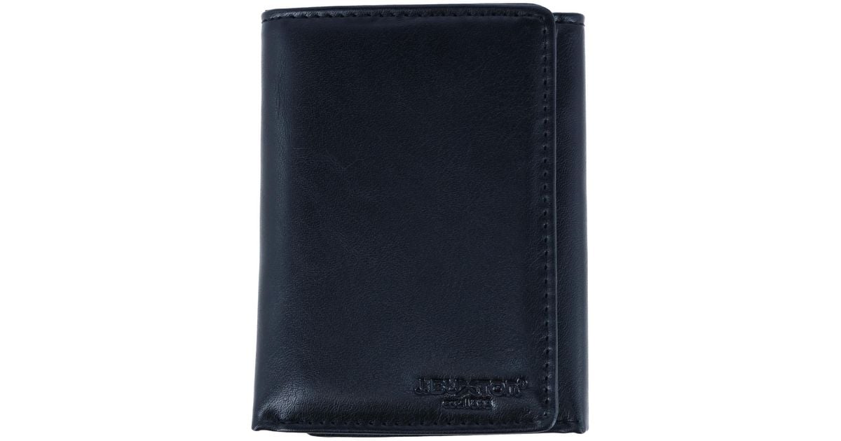 Buxton Rfid Distressed Vegan Leather Trifold Wallet in Blue for Men | Lyst