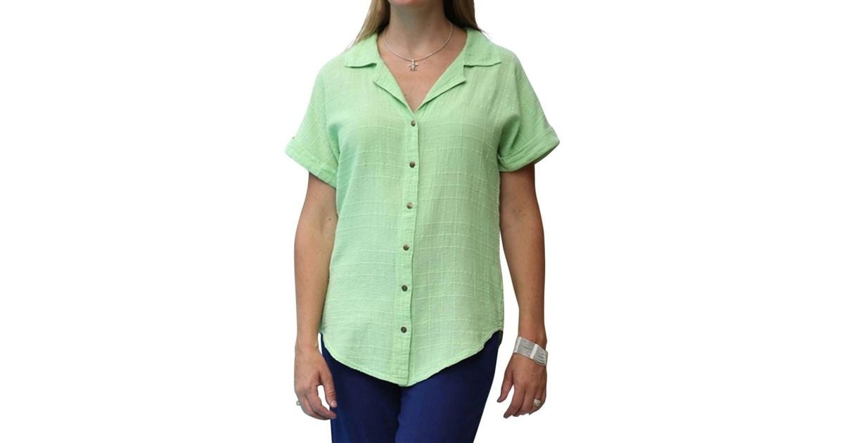 Ezze Wear Ronnie Dotty Gauze Cotton Snap Shirt in Green | Lyst