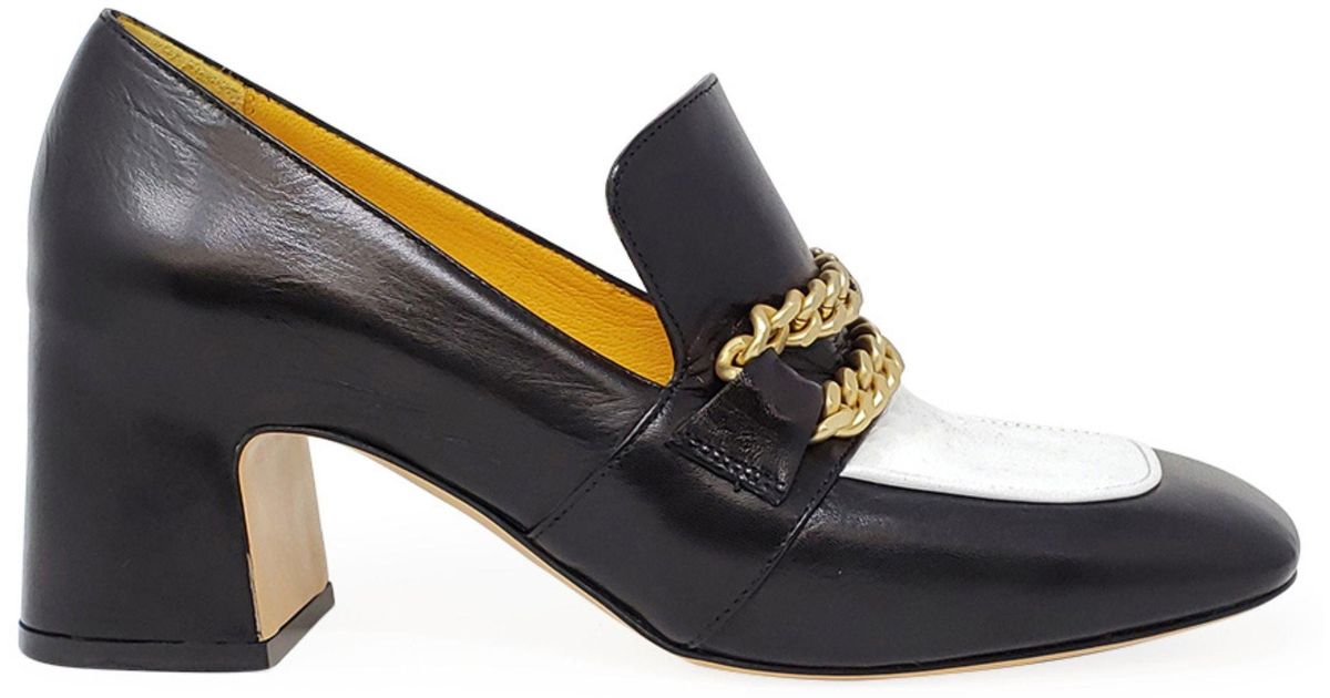 Madison Maison Leather Mid Heel Loafer With Chain in Blue | Lyst