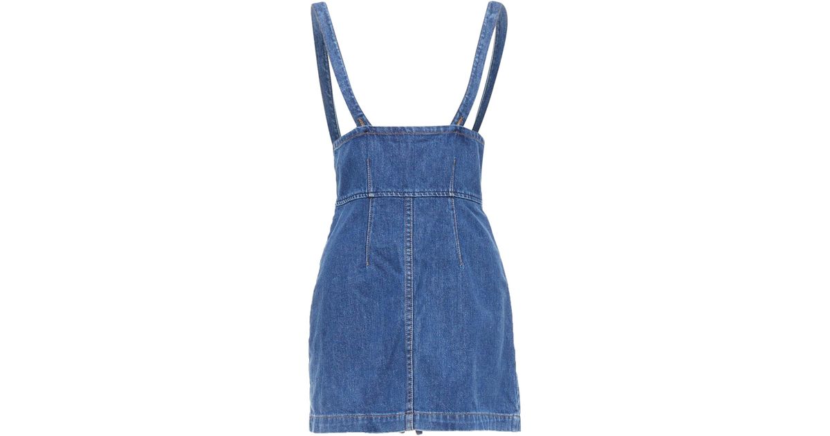 Reformation Corset Washed Denim Back Zip Dungaree Dress in Blue | Lyst
