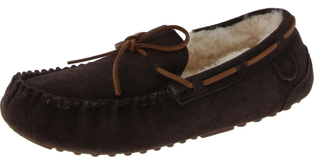 Dearfoams Victor Suede Slip On Moccasin Slippers in Black for Men | Lyst