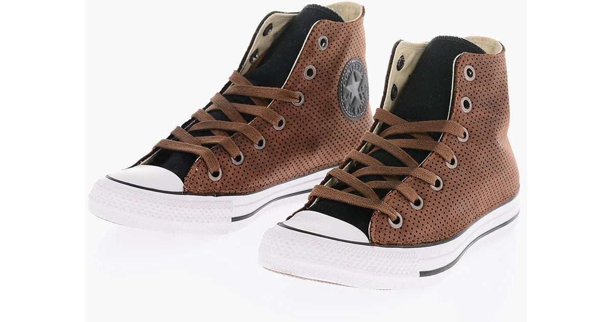 Converse All Star Chuck Taylor Perforated Faux Leather High Sneakers in ...