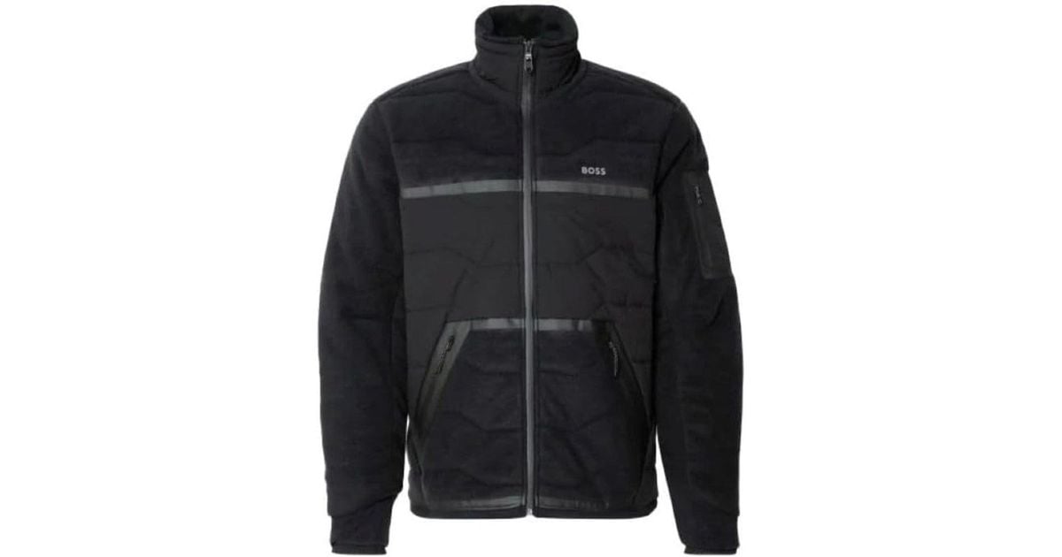 BOSS Snoozy Fleece Puffer Coat in Black for Men | Lyst