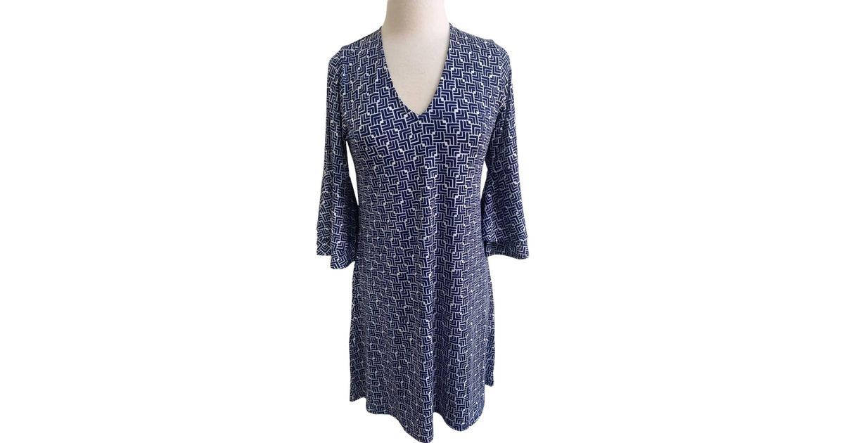 La Mer Luxe 3/4 Sleeve Crane Dress in Blue | Lyst