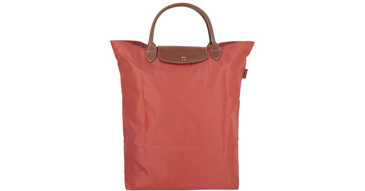 Longchamp Le Pliage Original Medium Canvas Short Handle Tote in Red | Lyst