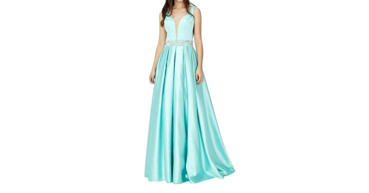 Angela & Alison V-Cut Prom Dress in Blue | Lyst