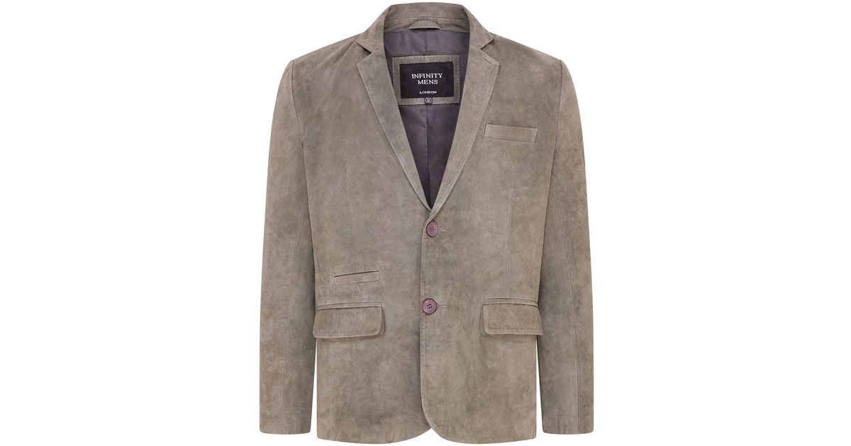 Infinity Leather Slim Goat Suede Italian Blazer Jacket-Somero in Brown ...