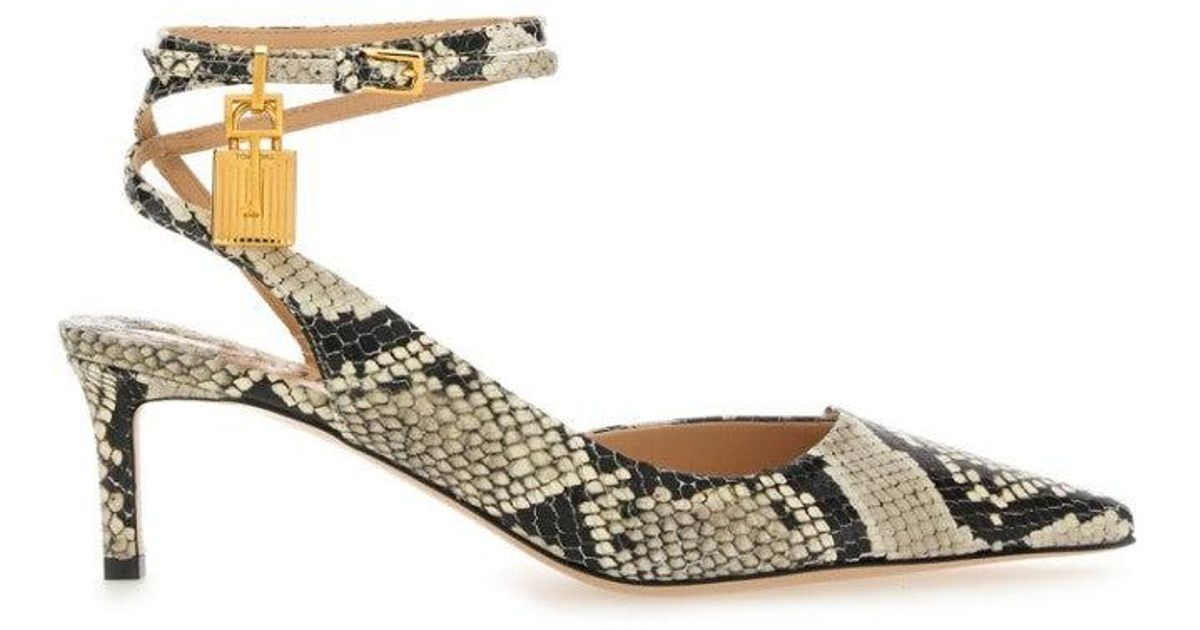 Tom Ford Slingback Python Sandal in Metallic | Lyst