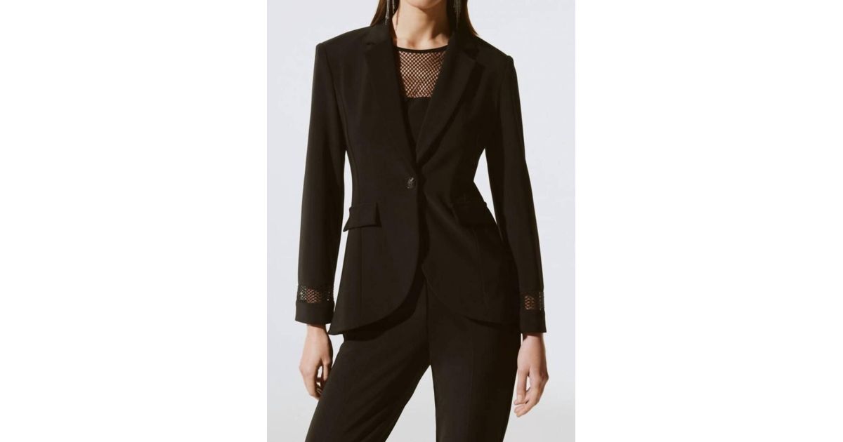 Joseph Ribkoff Embellished Mesh Insert Blazer in Black | Lyst