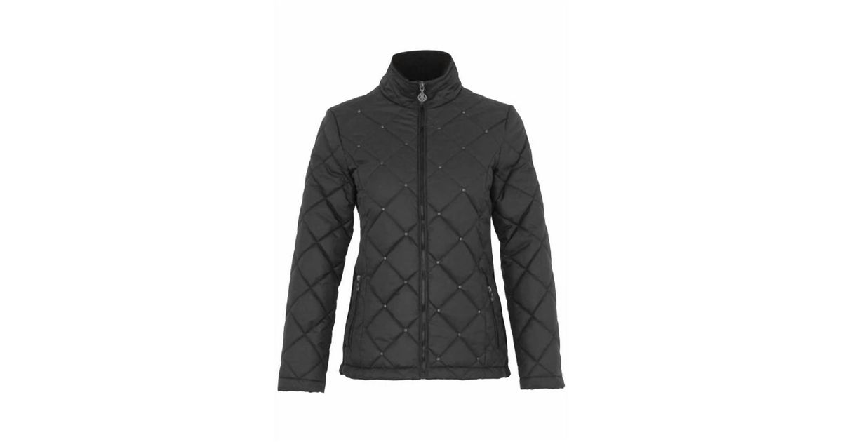Dolcezza Quilted Jacket With Grommets in Black | Lyst