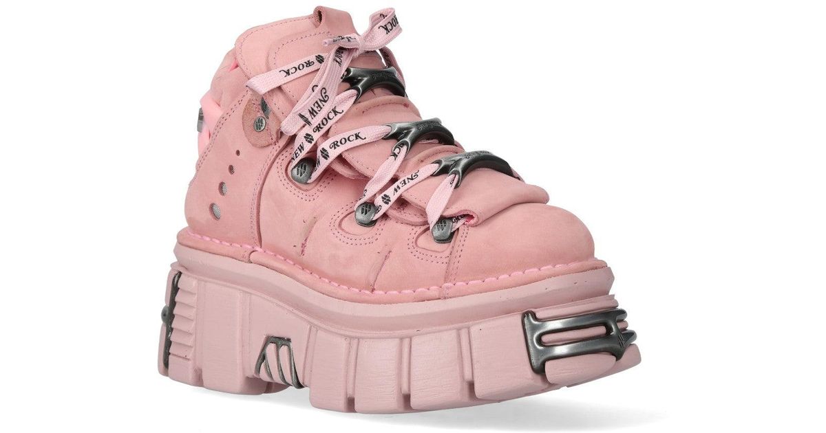 New Rock M-106-C153 Tower Platform Gothic Punk Ankle Boots in Pink | Lyst