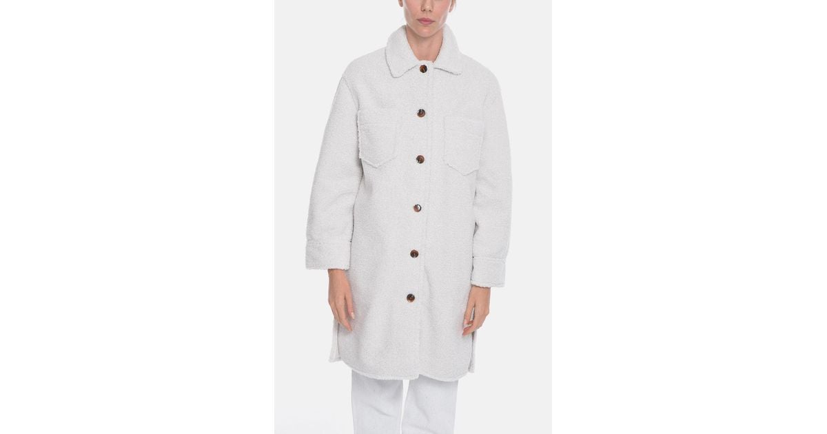 Samsøe & Samsøe Teddy Diora Coat With Breast-Pockets in White | Lyst