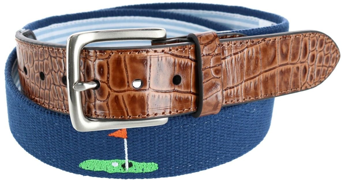 Greg Norman Fabric Golf Belt With Croco Tabs in Blue for Men | Lyst