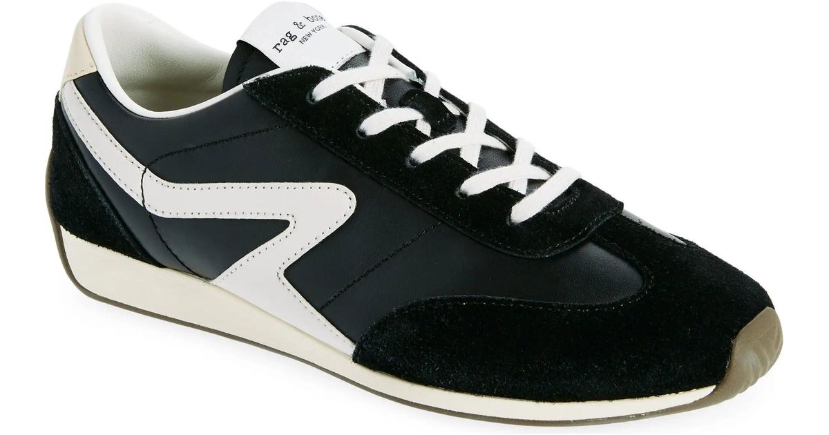 Rag & Bone Retro Runner Slim Lace-Up Sneakers in Black | Lyst
