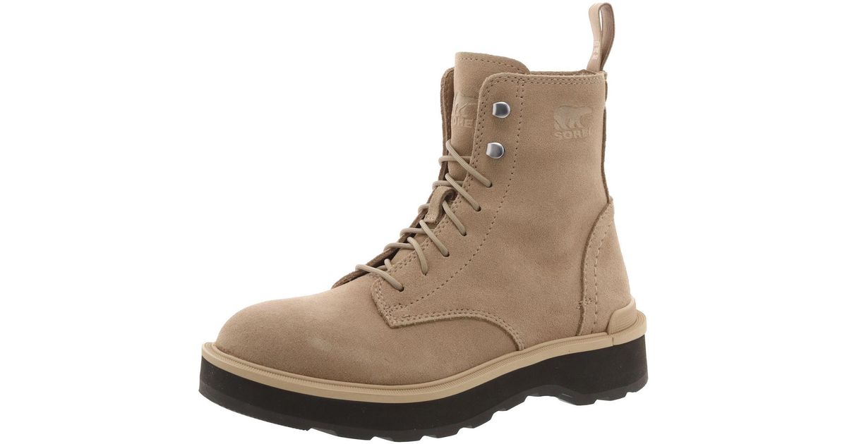 Sorel Hi-Line Lace Leather Lace-Up Booties in Natural | Lyst