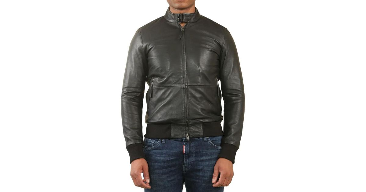 TruClothing Retro Real Leather Bomber Jacket in Black for Men | Lyst