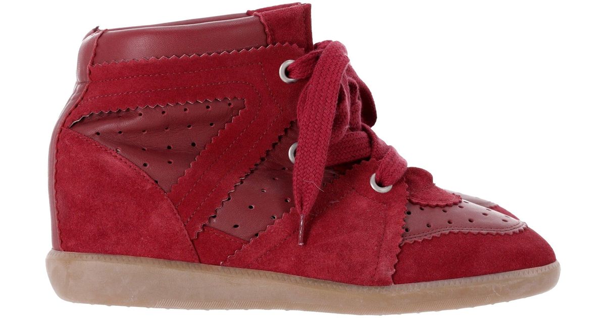 Isabel Marant Bobby High-Top Wedge Sneakers in Red | Lyst