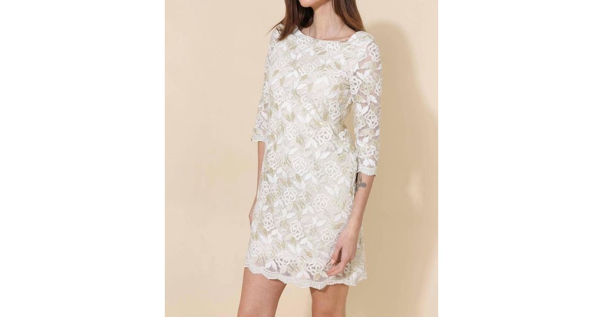 Choklate Paris Golden Lace Dress in Natural | Lyst