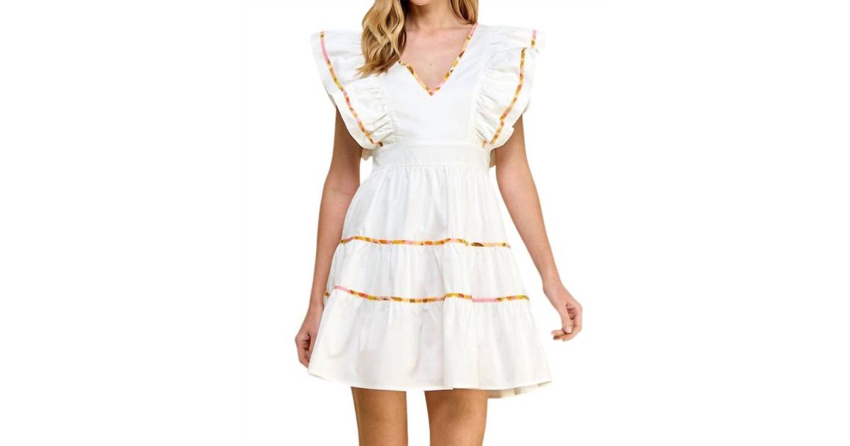 TCEC Tiered Ruffle Dress in White | Lyst