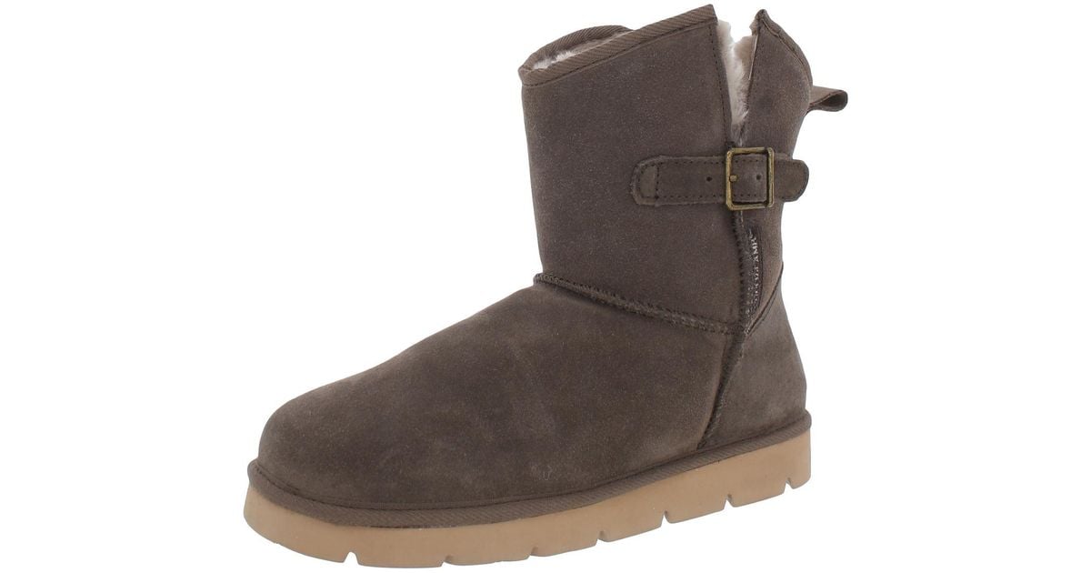 SUPERLAMB Argali Buckle Suede Cold Weather Shearling Boots in Brown | Lyst