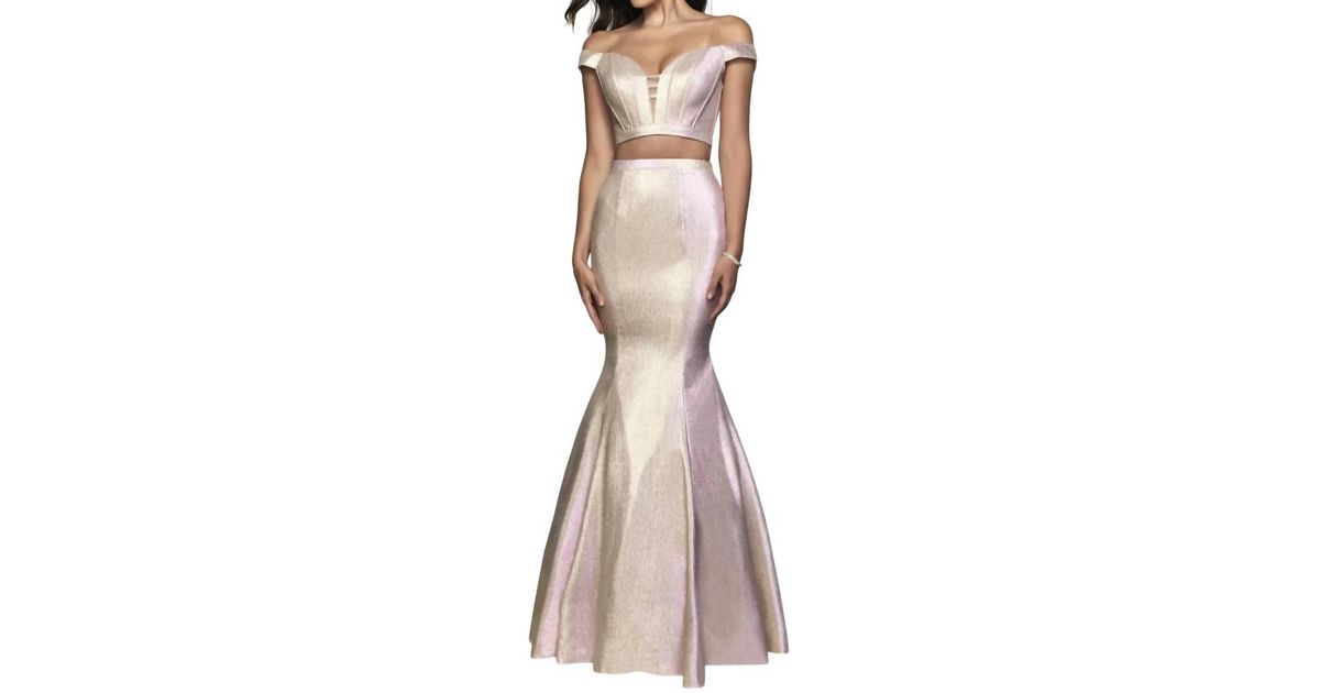 Blush Prom Two Tone Woven Shimmer Two Piece Gown | Lyst