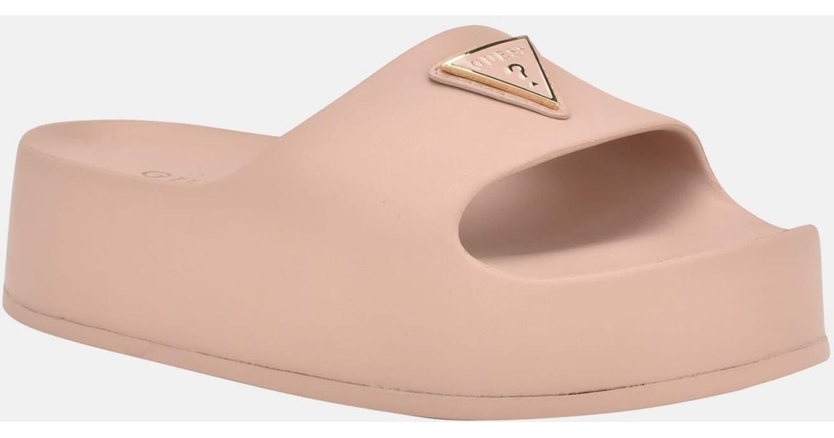 Guess Plats Platform Pool Slides in Pink | Lyst