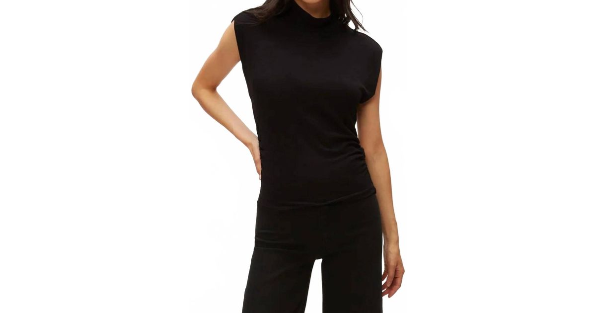 Michael Stars Tina Mock Neck Top in Black | Lyst
