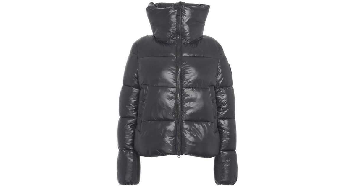 Save The Duck Glossy Puffer Jacket With High Collar And Plumtech ...